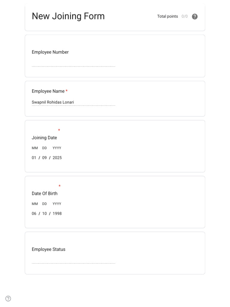 New Joining Form | PDF