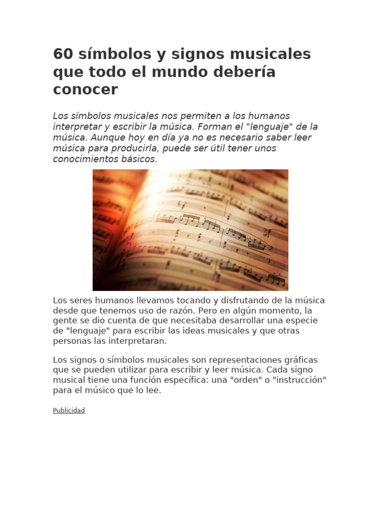 60 Símbolos y Signos Musicales | PDF | Clave | Composiciones Musicales