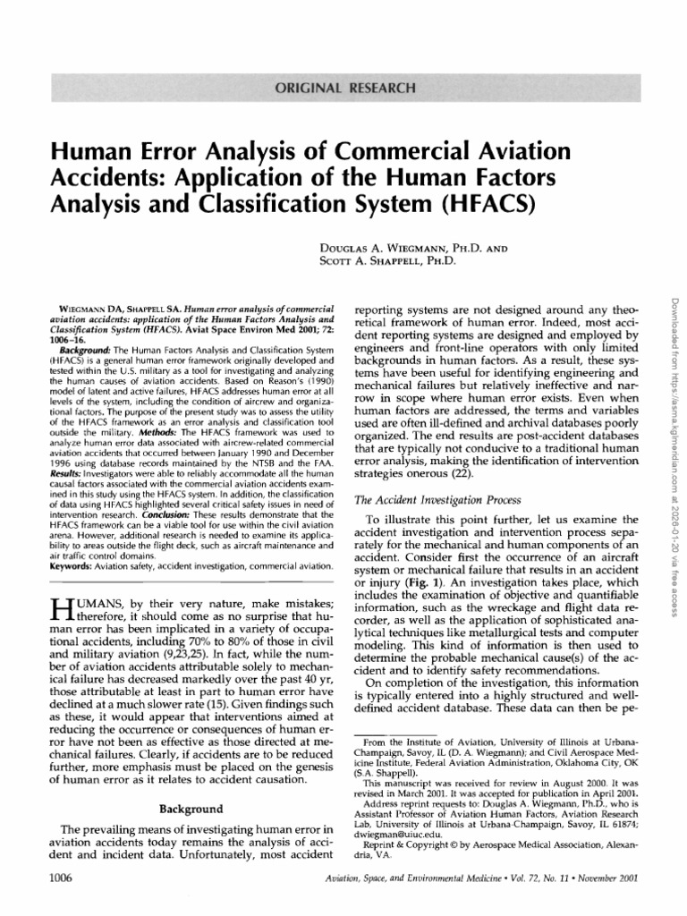 Human Error in Aviation Accidents Analysis | PDF | Aviation Accidents ...