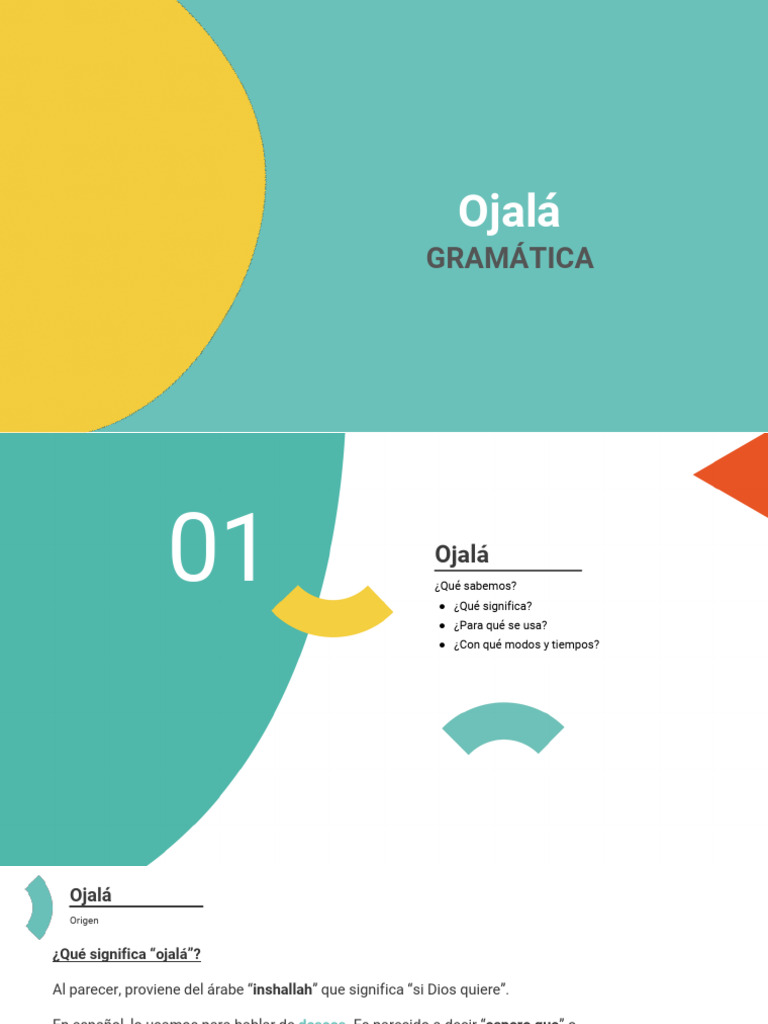 GRAMÁTICA - Ojalá (2) + imperfecto subjuntivo + infinitivo `+ pret ...