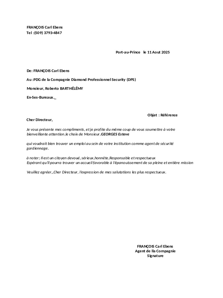 Recommandation pour Georges Esteve | PDF