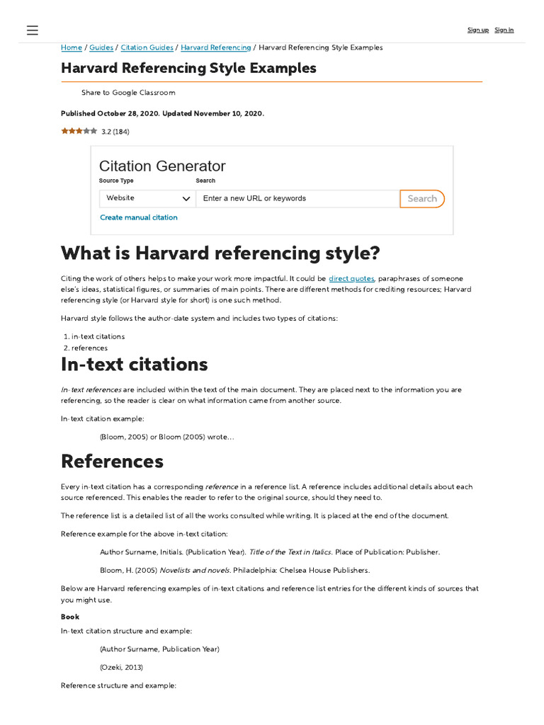 Harvard Referencing Style Examples _ EasyBib | PDF | Citation | Human ...