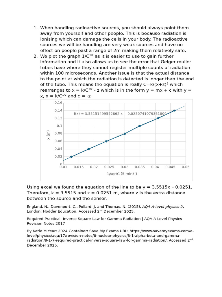 Gamma Radiation Inverse Square Law Guide | PDF