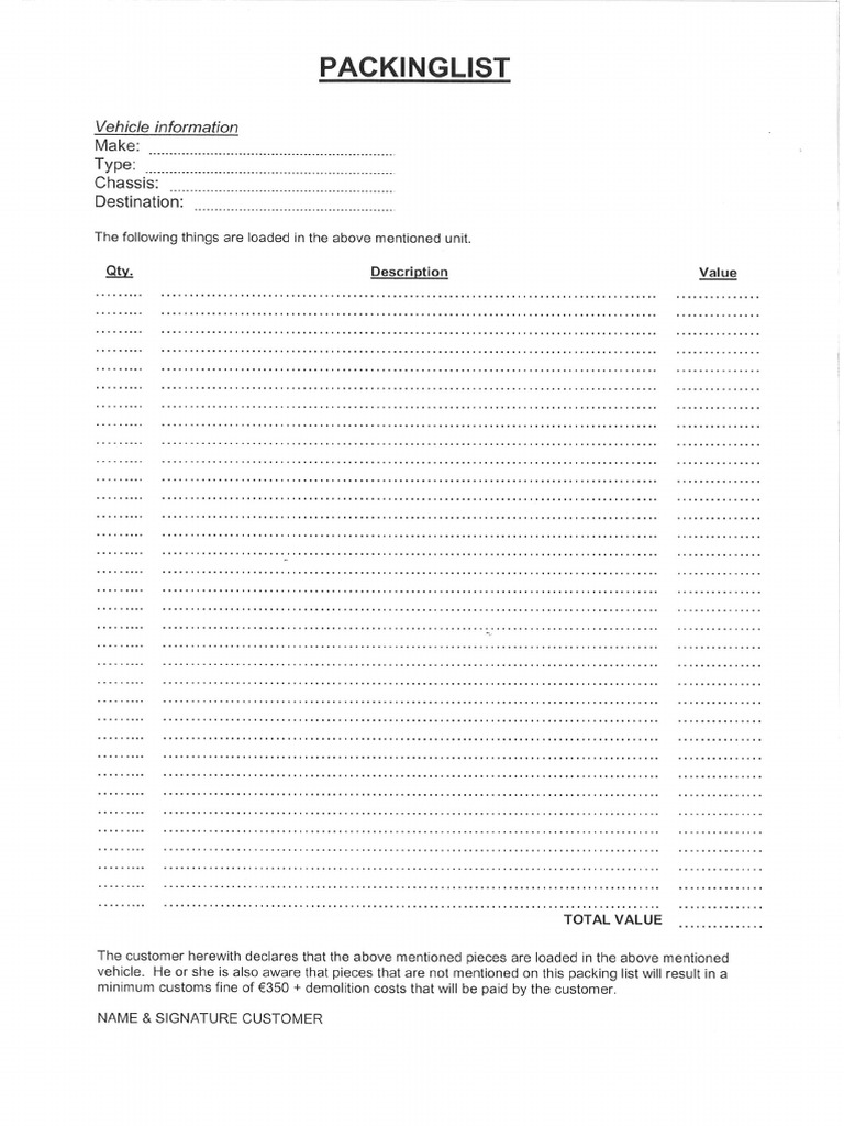 Packing List | PDF