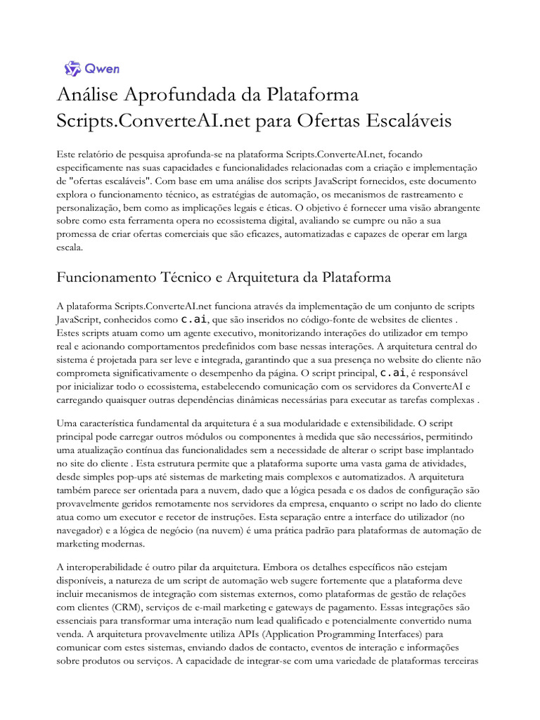 Análise Aprofundada Da Plataforma Scripts.converteAI.net Para Ofertas Escaláveis | PDF ...