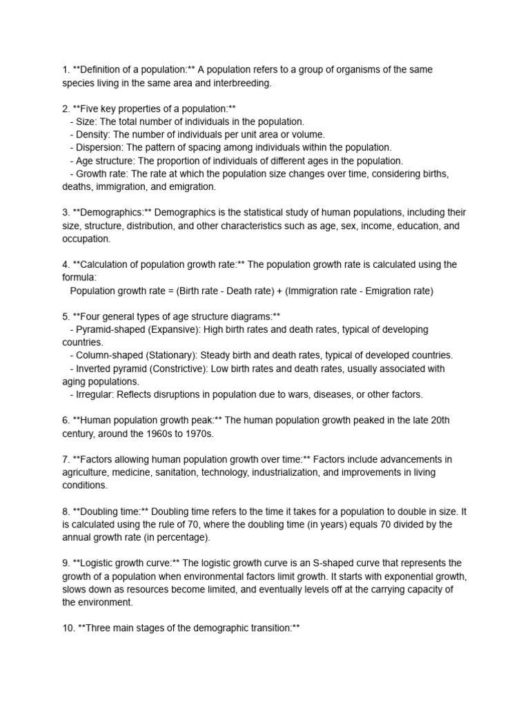 09 KEY_The Human Population and the Environment WS | PDF | Population ...