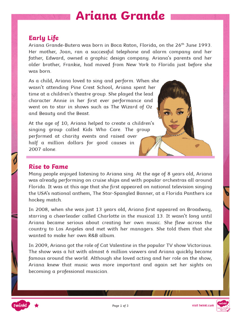 Ariana Grande Reading Comprehension | PDF