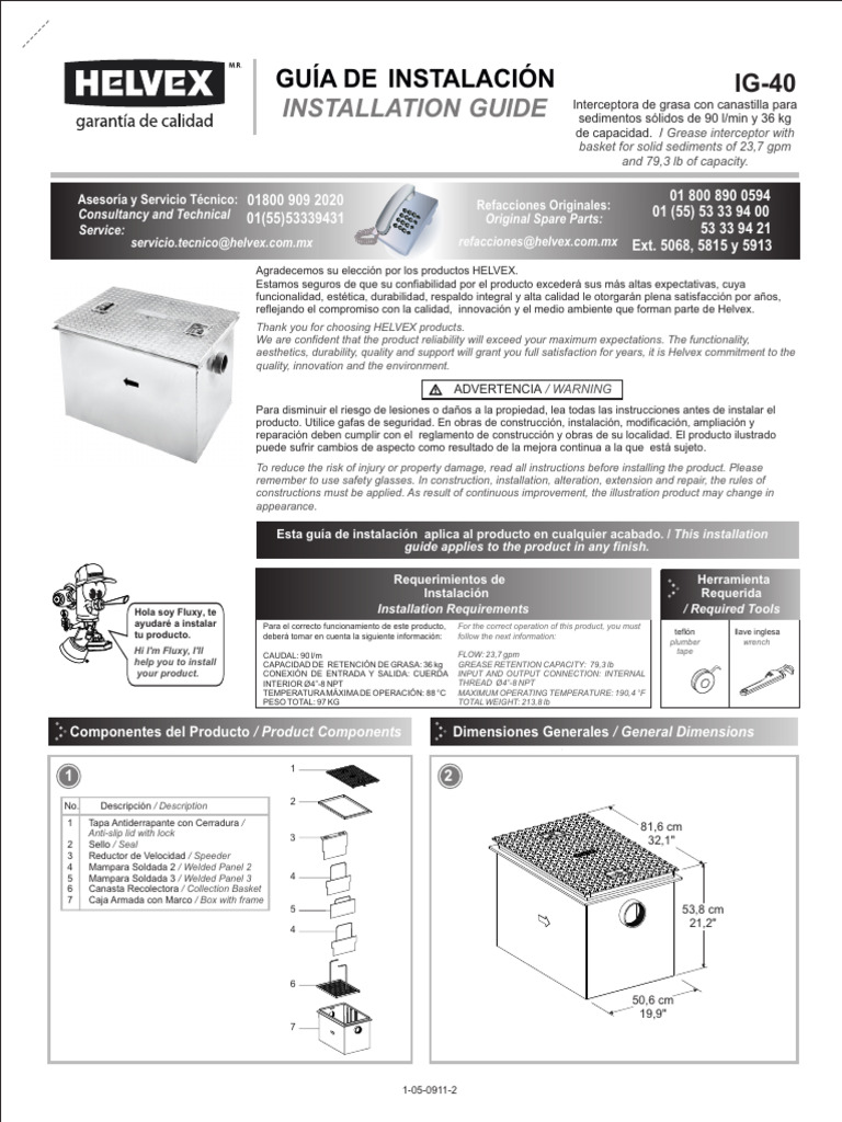 Ig-40 Guia de Instalacion, Mantenimiento y Limpieza | PDF