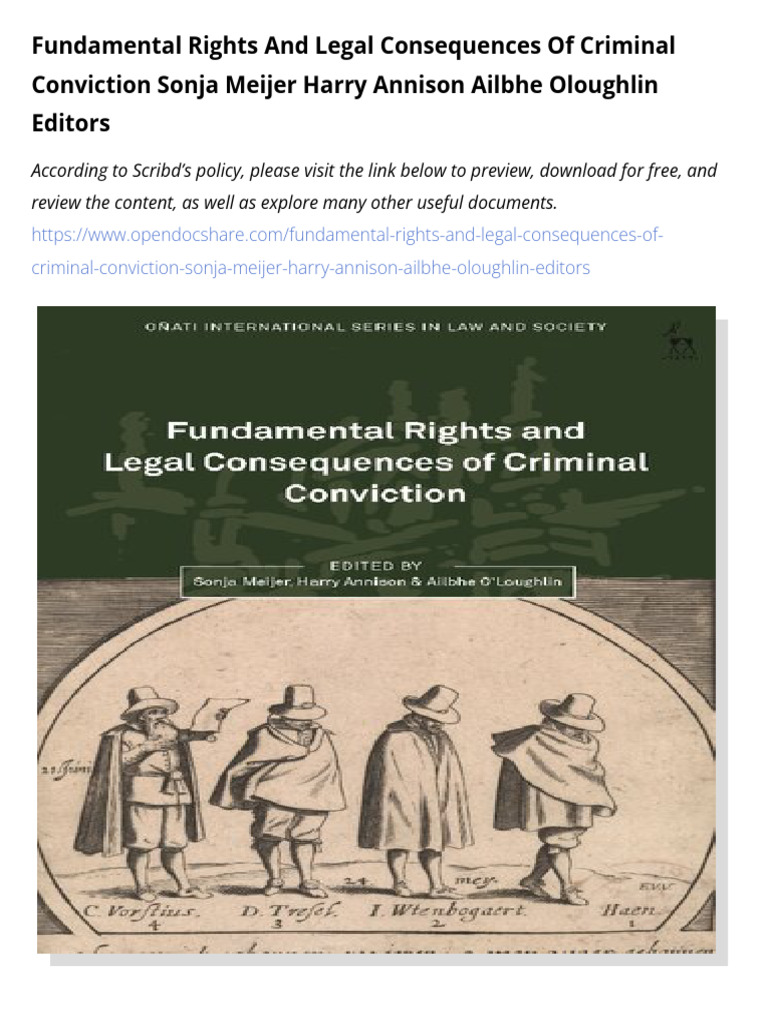 Fundamental Rights And Legal Consequences Of Criminal Conviction Sonja ...