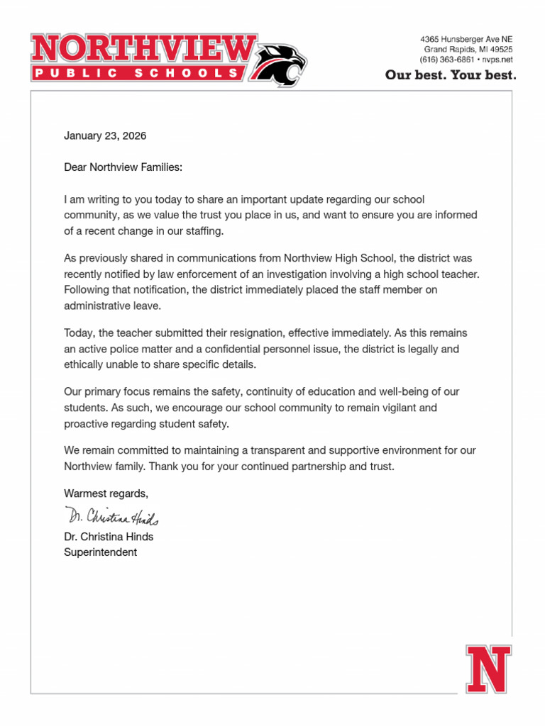 Northview High School Staffing Update | PDF