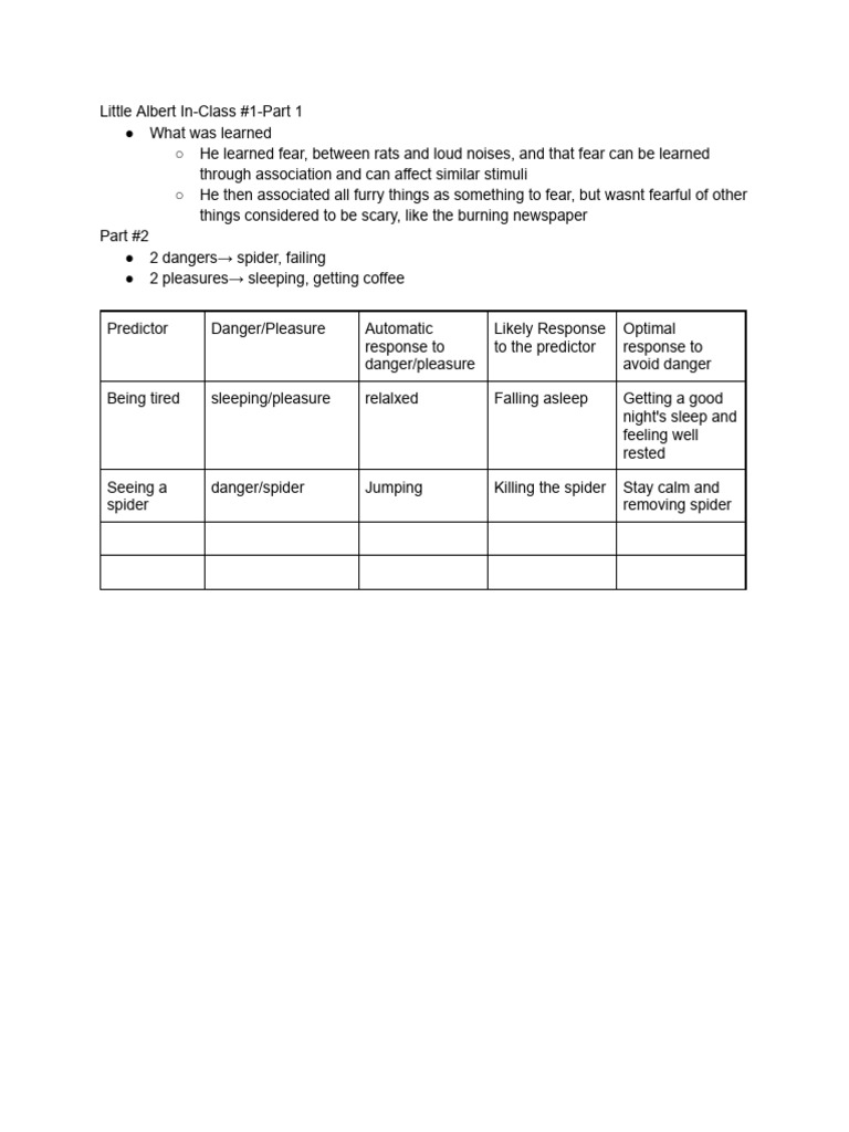 Little Albert in-Class #1-Part 1 (1) | PDF