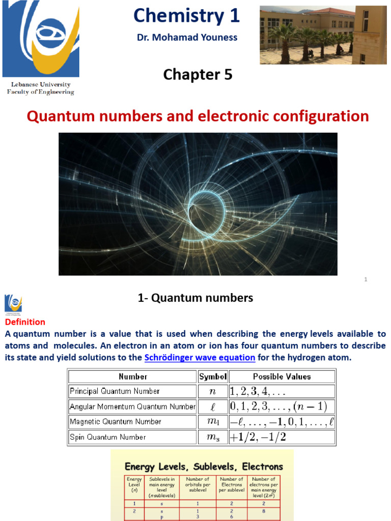 Chapter 5-Quantum Numbers and Electronc Configuration | PDF | Electron ...
