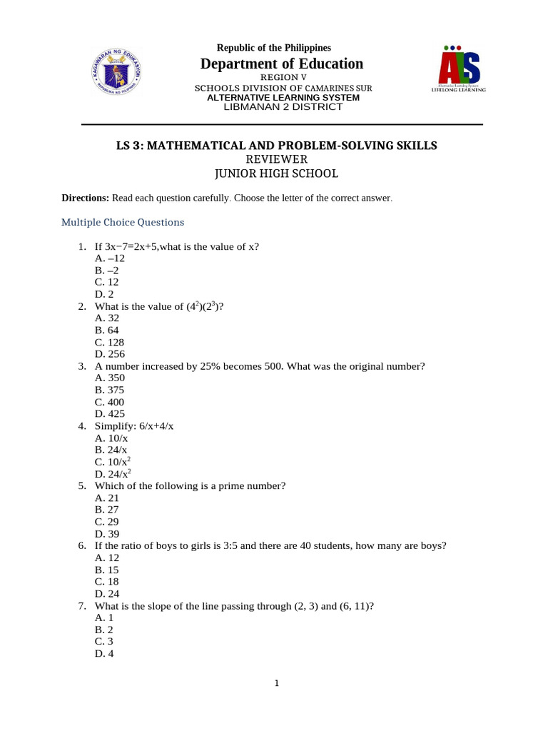 JHS Reviewer in LS3 | PDF | Euclidean Plane Geometry | Mathematics