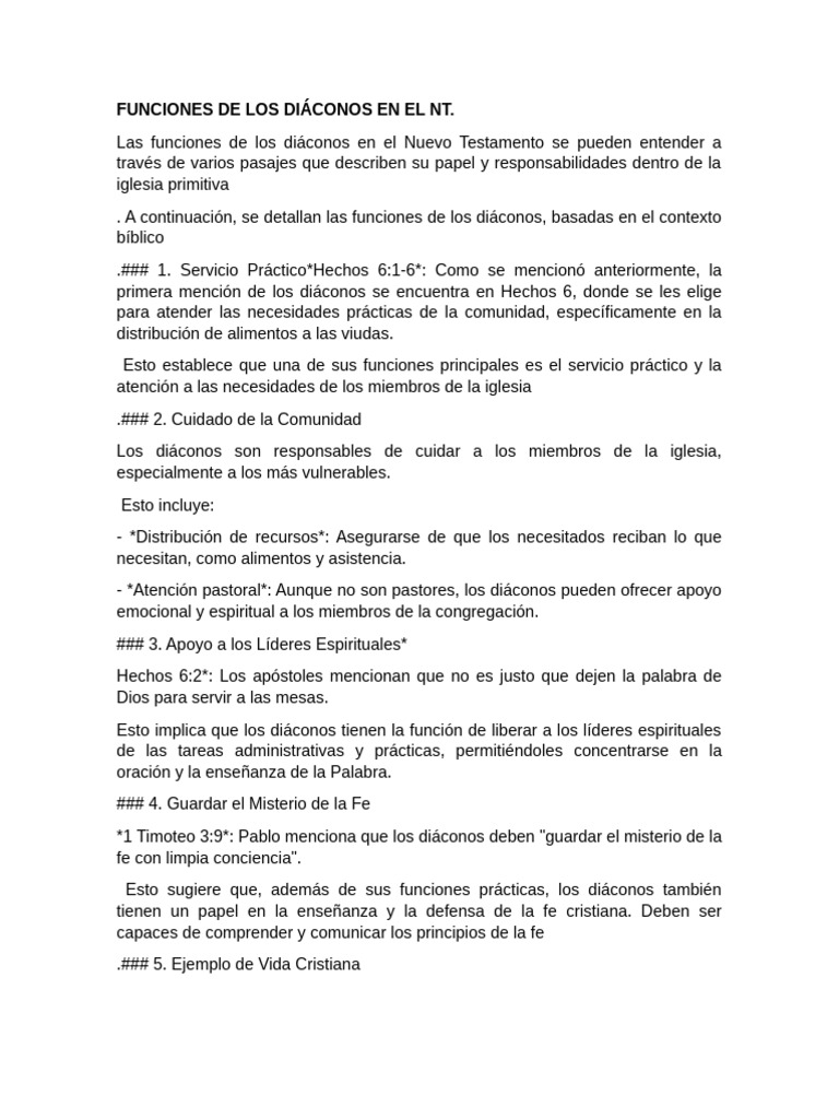 Funciones de Los Diáconoa en El Nt | PDF | Diácono | Iglesia cristiana