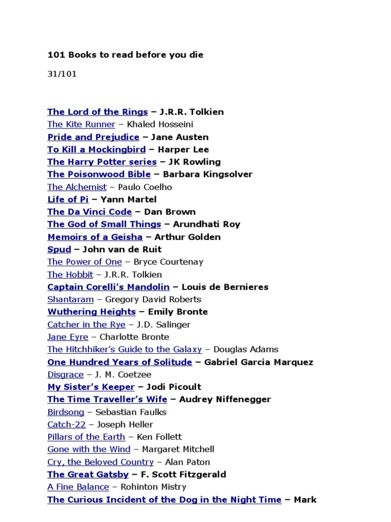Essential 101 Books to Read | PDF