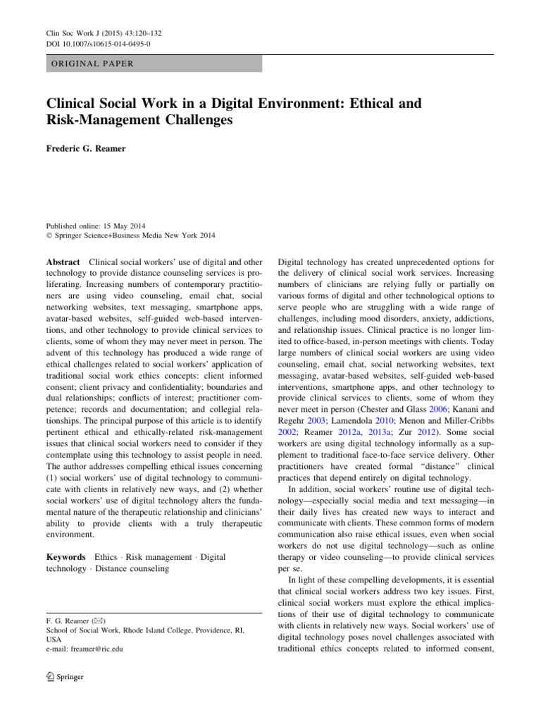 Ethical Challenges in Digital Social Work | PDF | Informed Consent ...