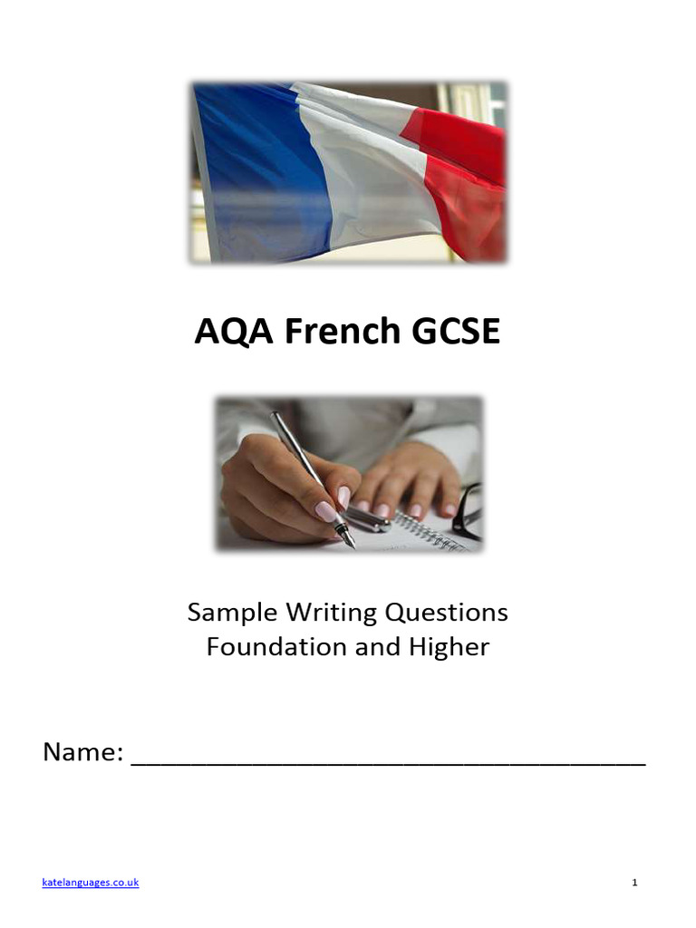 Questions d'écriture AQA GCSE Français | PDF