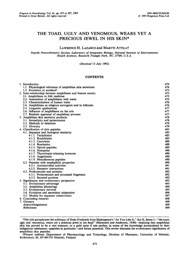 1-s2.0-030100829390027P-main | PDF | Amphibian | Skin