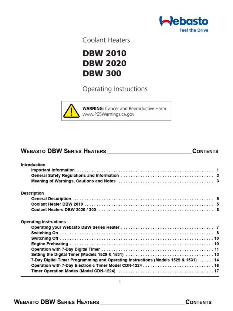Webasto DBW Series Heater Manual | PDF | Thermostat | Combustion