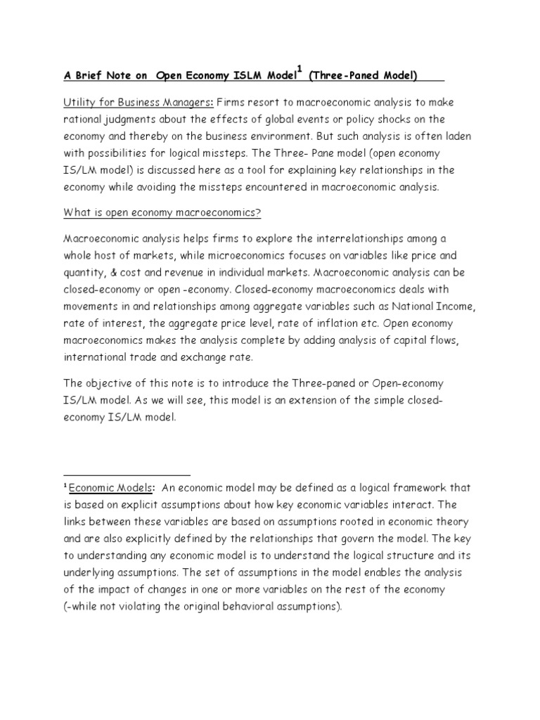Note On Three-Pane Model | PDF | Macroeconomics | Economic Model