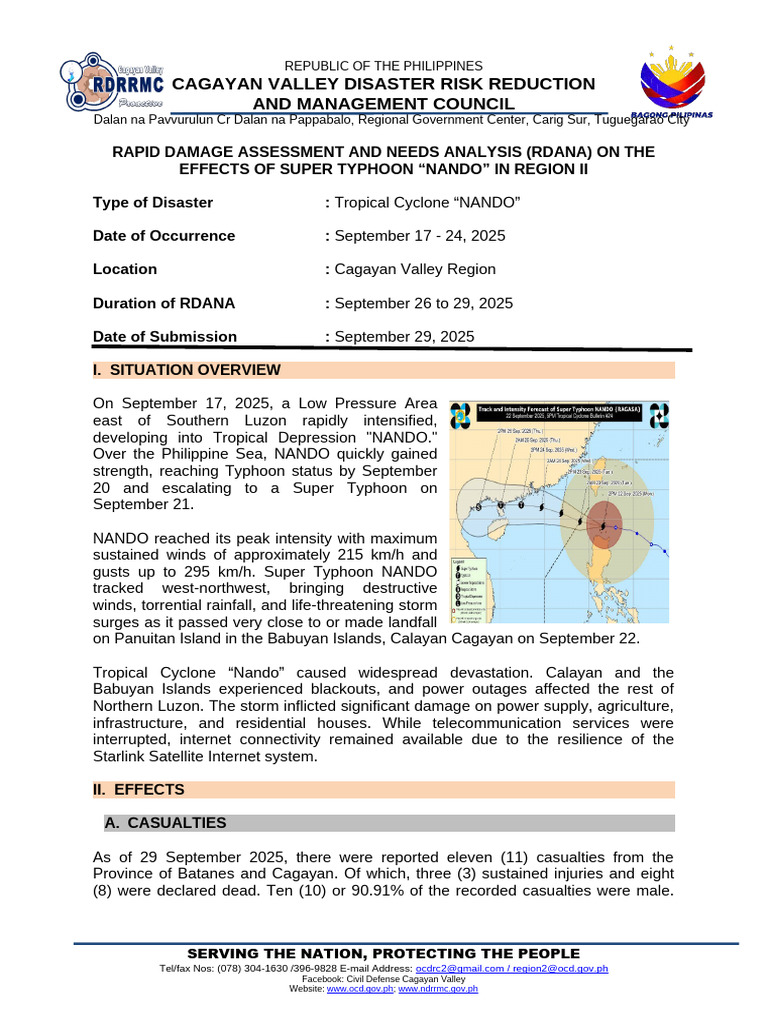 Super Typhoon NANDO RDANA Report | PDF | Tropical Cyclones | Meteorology