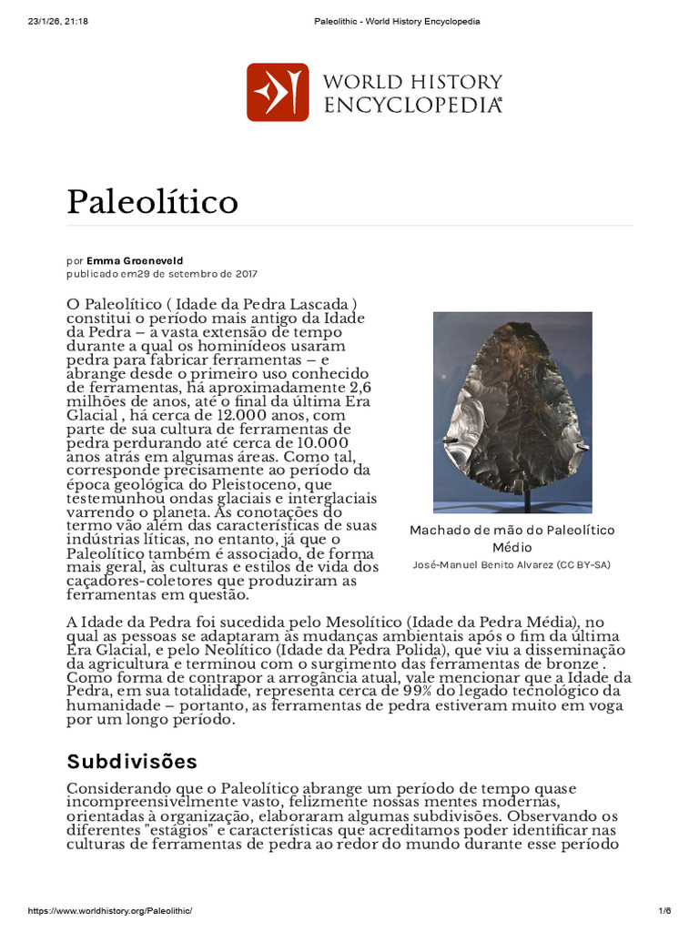 Paleolithic - World History Encyclopedia | PDF
