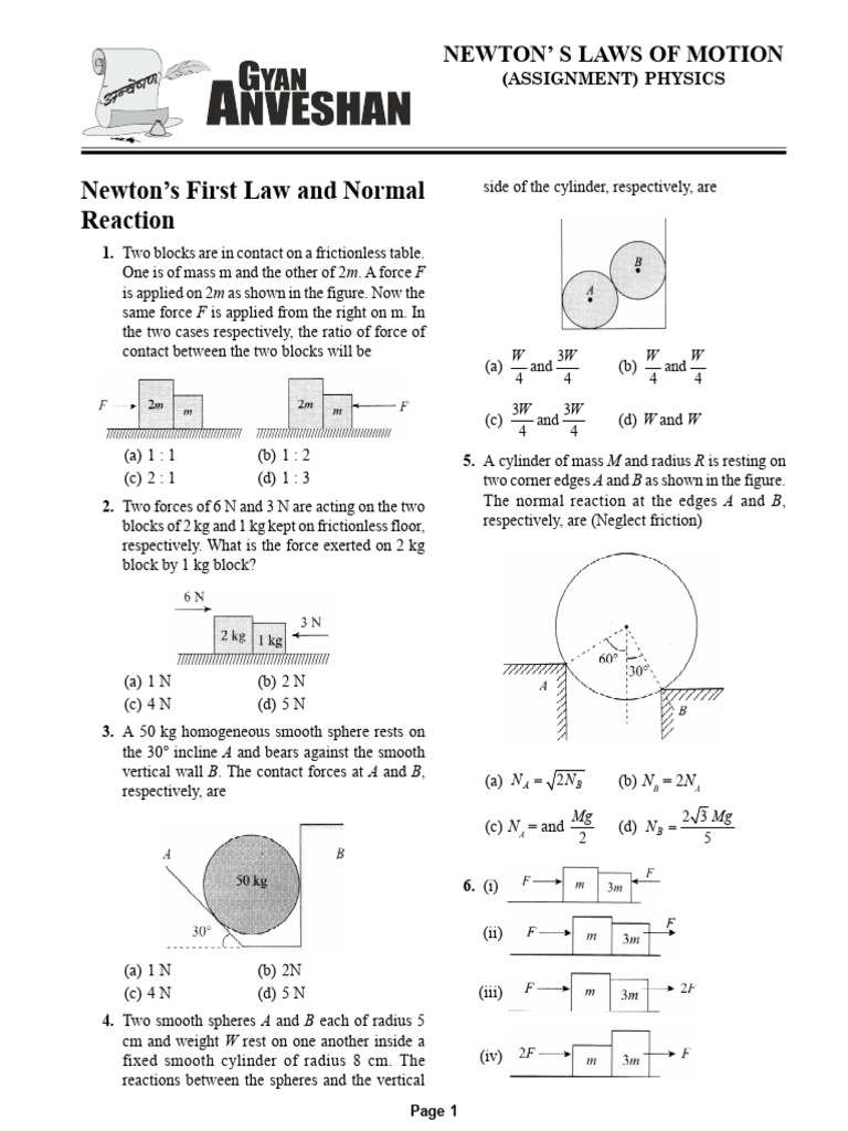 Laws of Motion Assignment -Miscllaneous Also (1) | PDF | Force ...