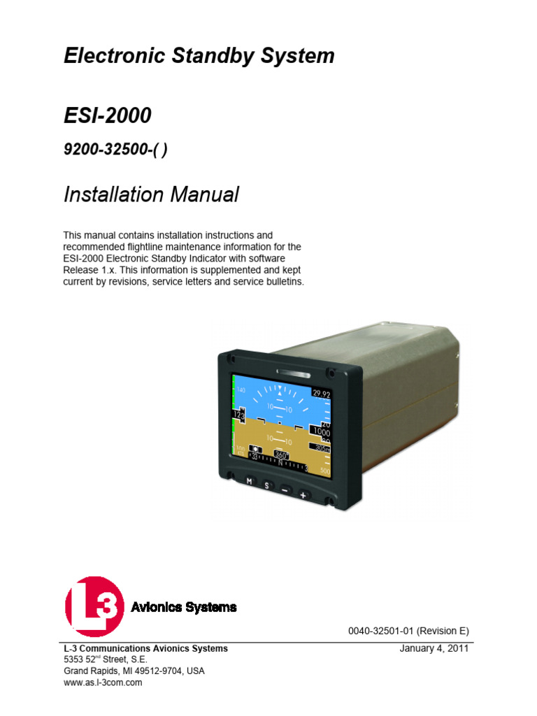 ESI-2000 Installation Manual Guide | PDF | Airspeed | Aviation