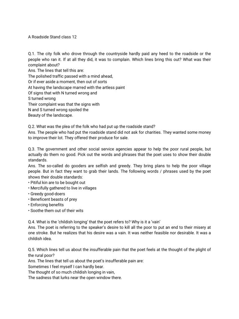 A Roadside Stand | PDF
