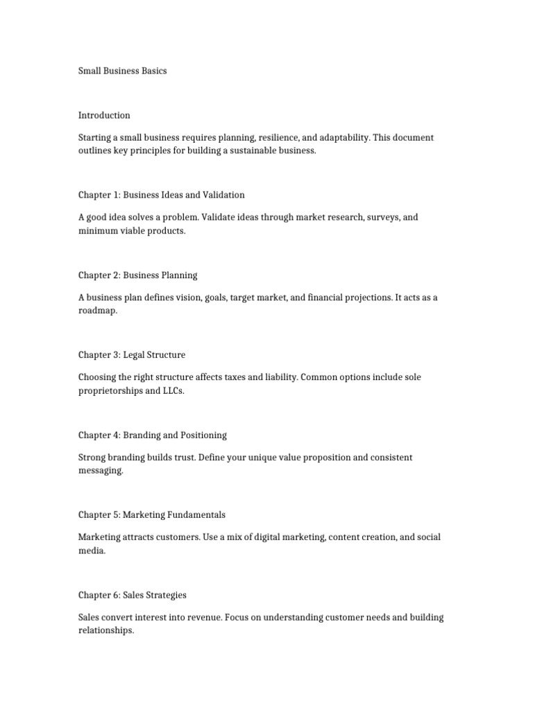 Document 2 Small Business Basics | PDF