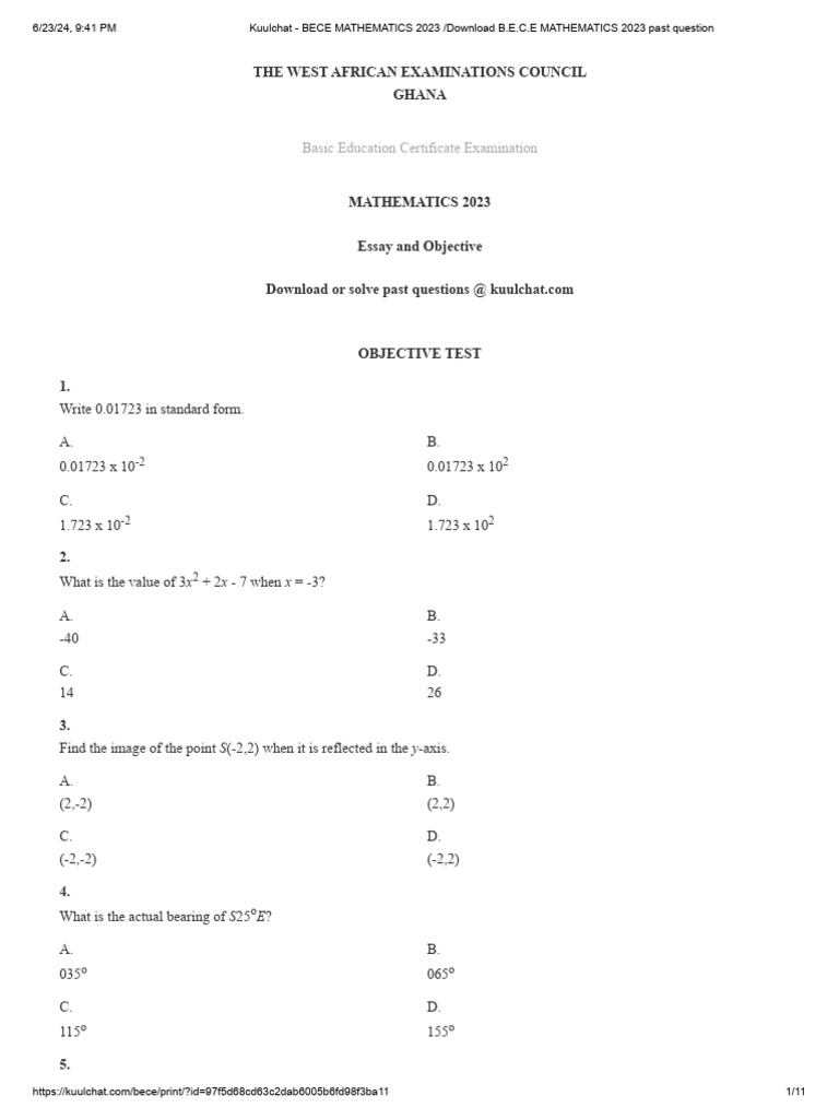 Kuulchat - Bece Mathematics 2023 _download b.e.c.e Mathematics 2023 ...