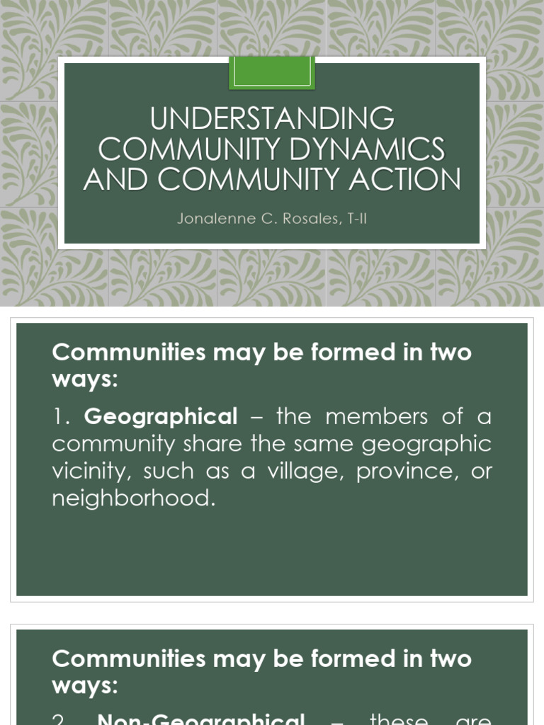 Community Dynamics and Action Explained | PDF | Community