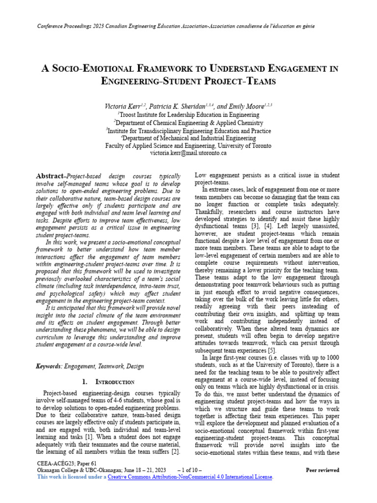 A Socio-Emotional Framework to Understand Engageme | PDF | Psychology ...