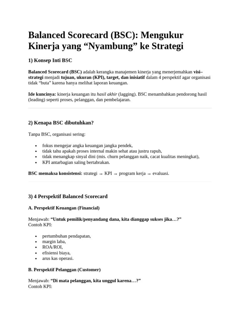 Panduan Lengkap Balanced Scorecard | PDF