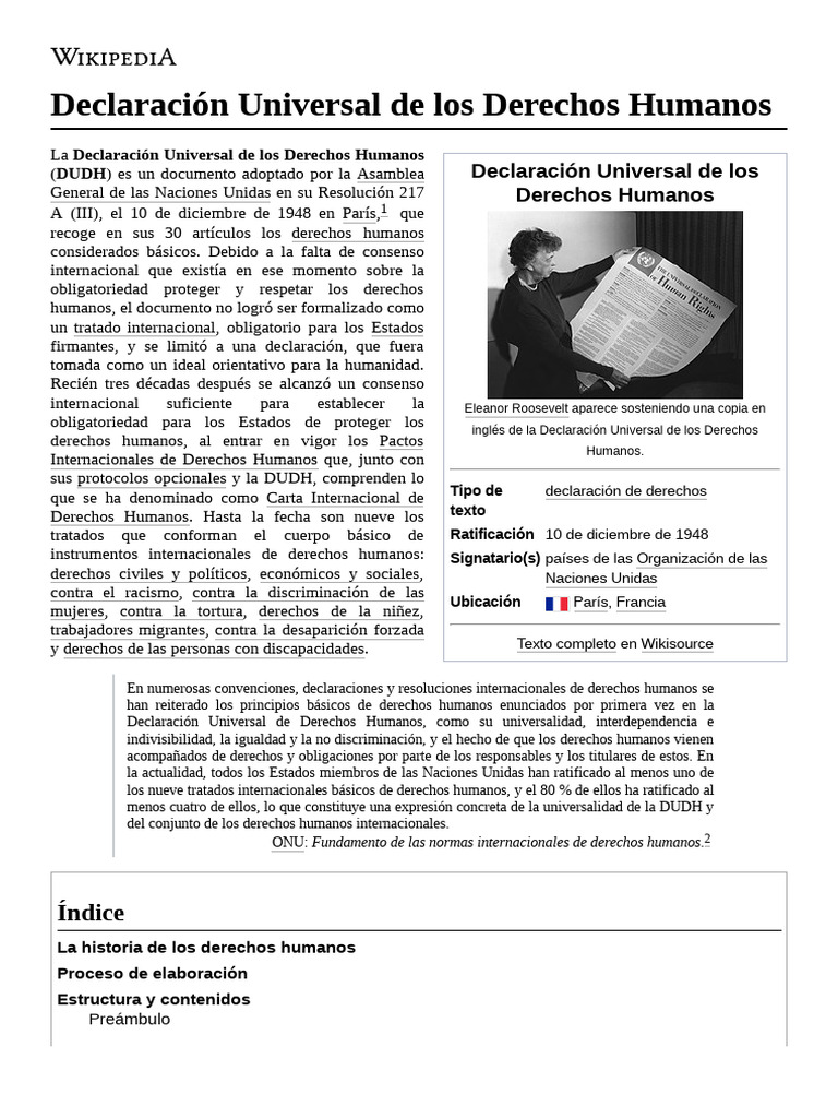 Declaración Universal de Derechos Humanos | PDF | Derechos humanos ...