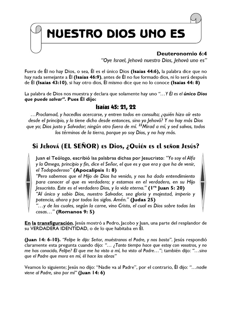 Enseñanza # 2 - Nuestro Dios uno es_055823 | PDF | Dios | Jesús