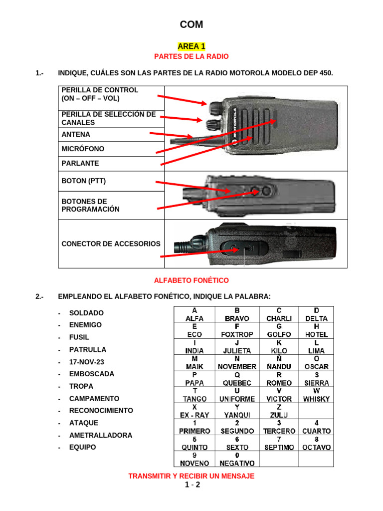 Partes y Uso de la Radio Motorola DEP 450 | PDF