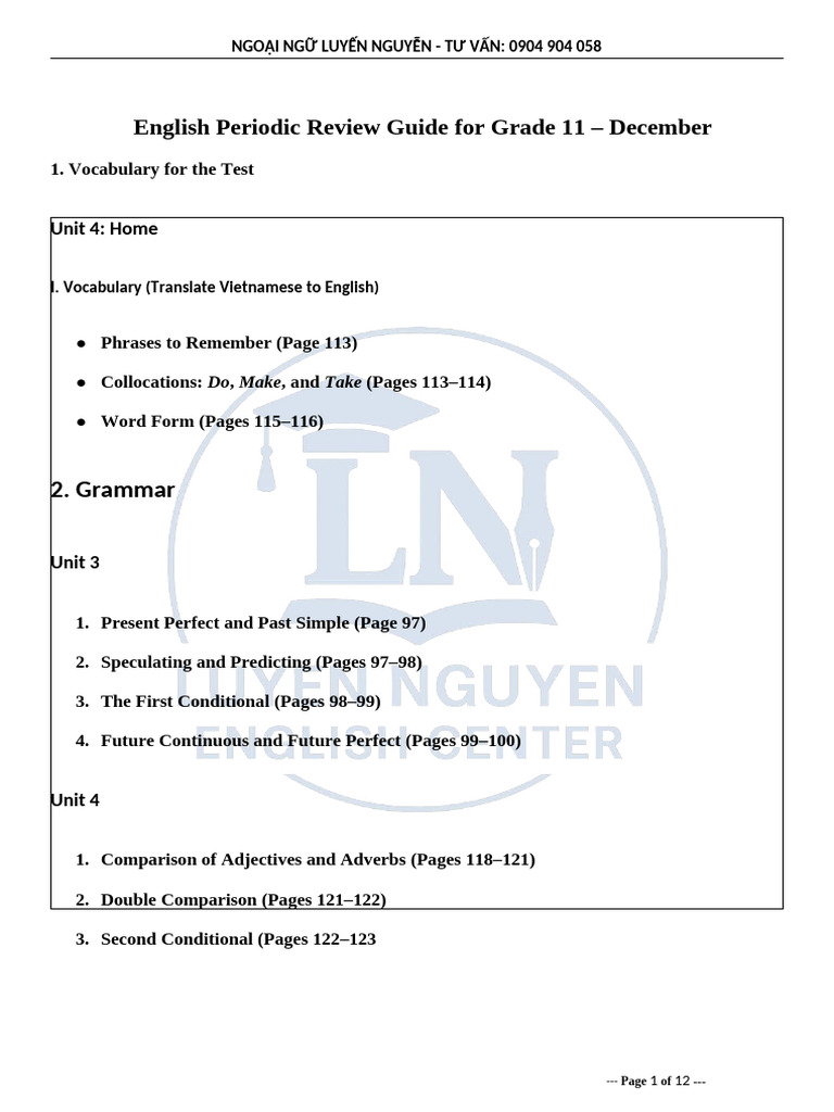 Grade 11 English Review Guide | PDF | Sports