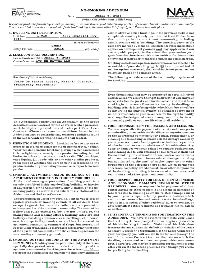 008-Form-NO-SMOKING-ADDENDUM-Lease-4-8-2024-to-7-14-2025 | PDF ...