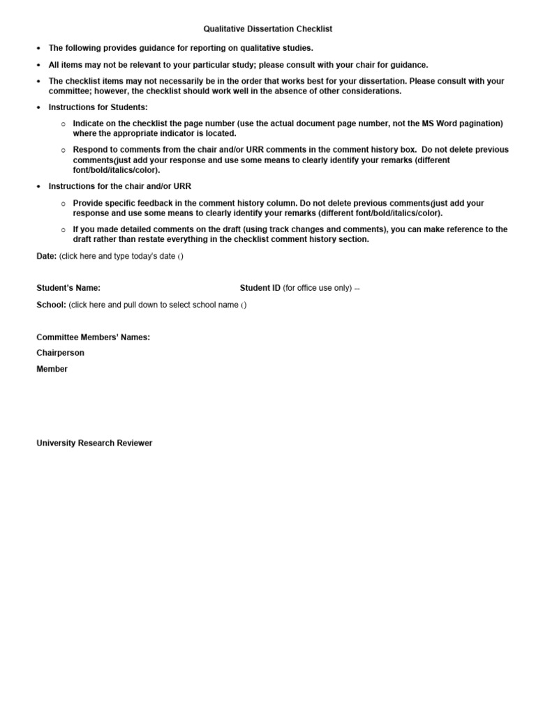 Qualitative Dissertation Checklist-3 | PDF | Theory | Methodology