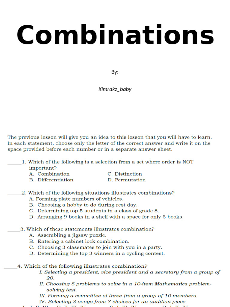 2-Combinations (1) | PDF