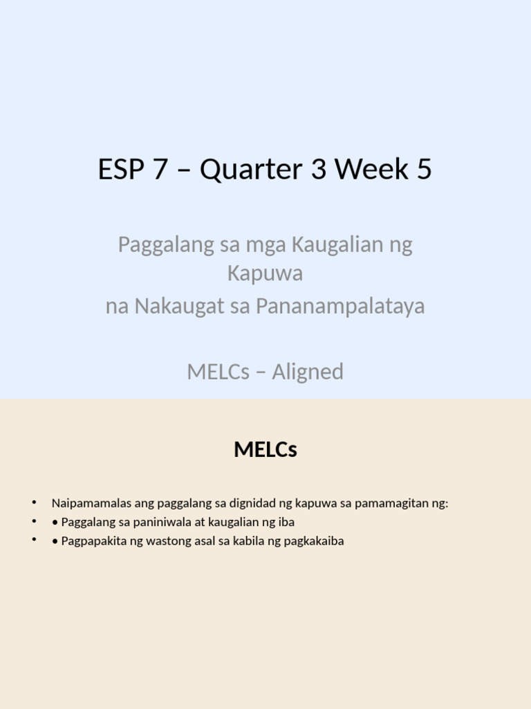 ESP7_Q3_W5_Designed_MELCs_Presentation | PDF