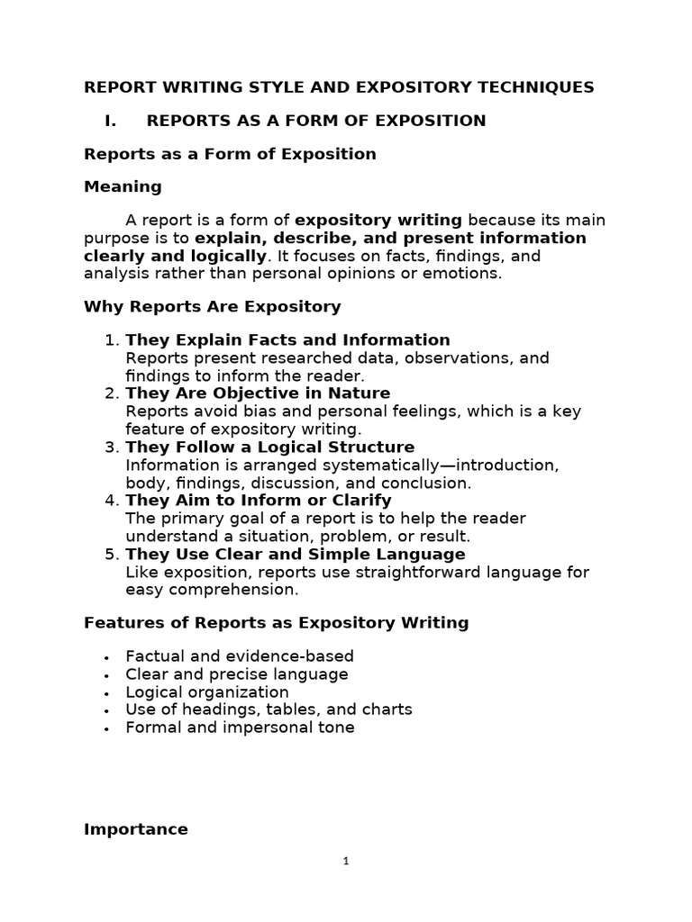 Report Writing Style and Expository Techniques | PDF | Jargon ...