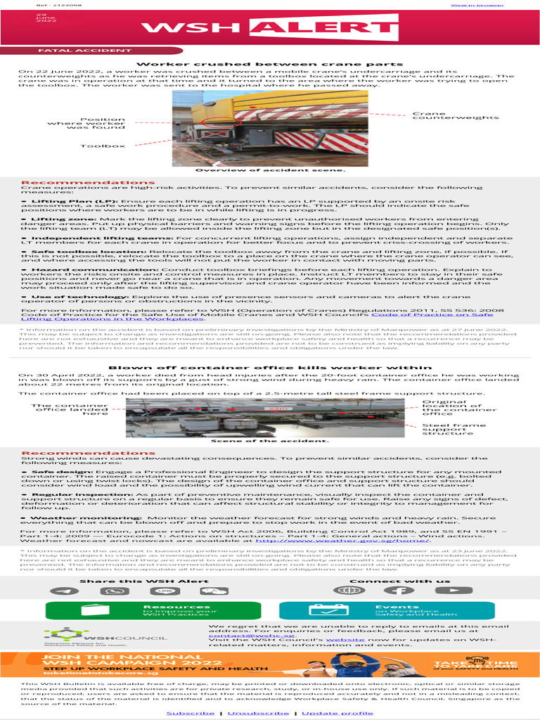 WSH alert | PDF | Crane (Machine) | Safety