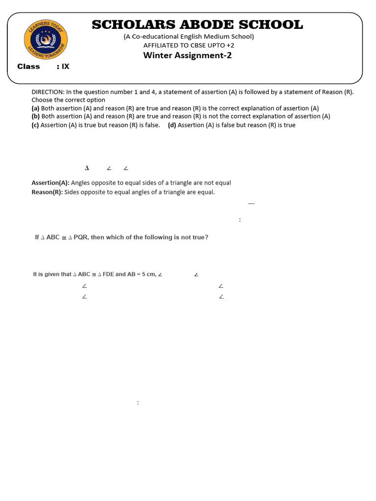 Winter Assignment 2 | PDF | Triangle | Mathematics