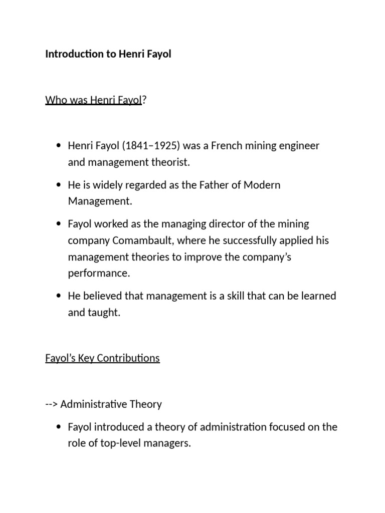 Overview of Henri Fayol's Management Theory | PDF | Brand | Business