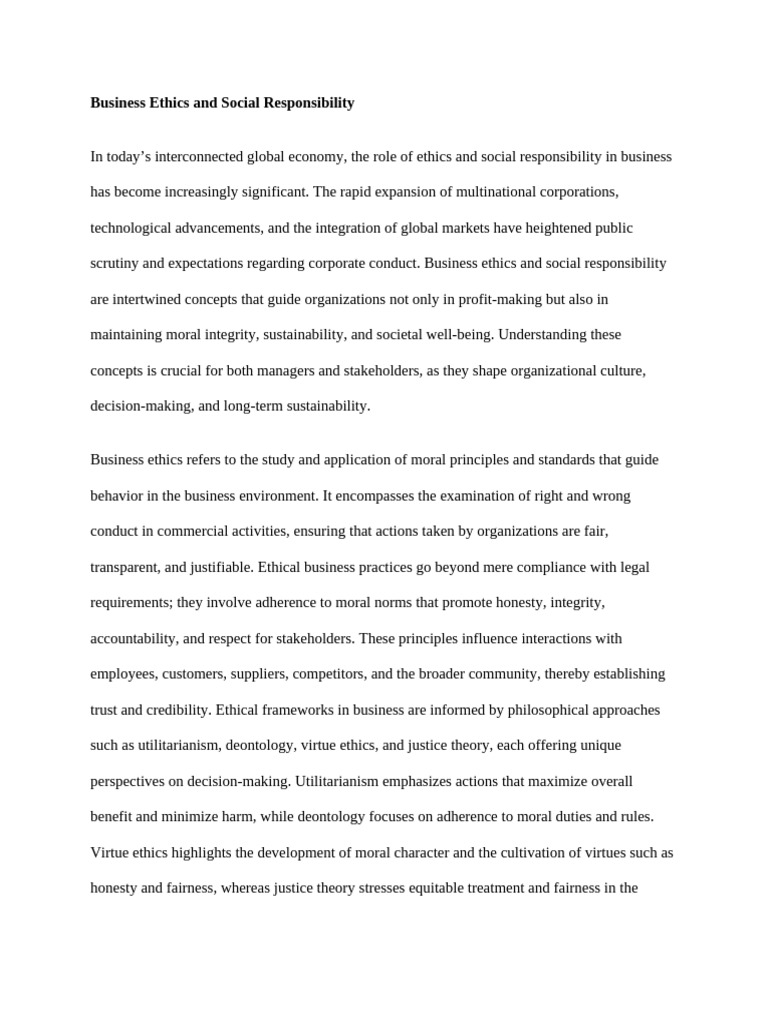 Business Ethics & Social Responsibility Guide | PDF | Corporate Social ...