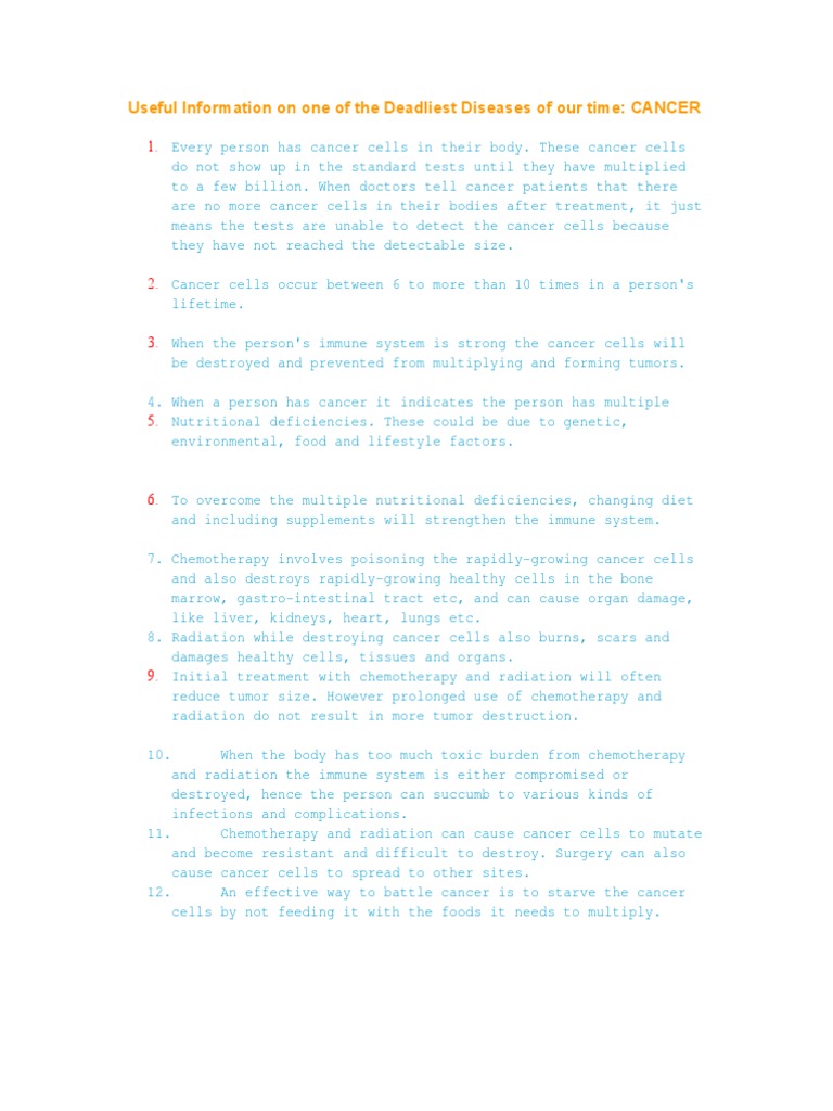 Cancer Info | PDF | Chemotherapy | Cancer