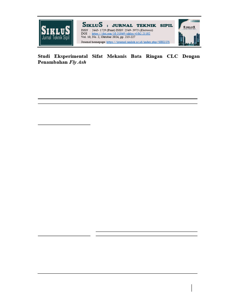 Sifat Mekanis Bata Ringan CLC dengan Fly Ash | PDF