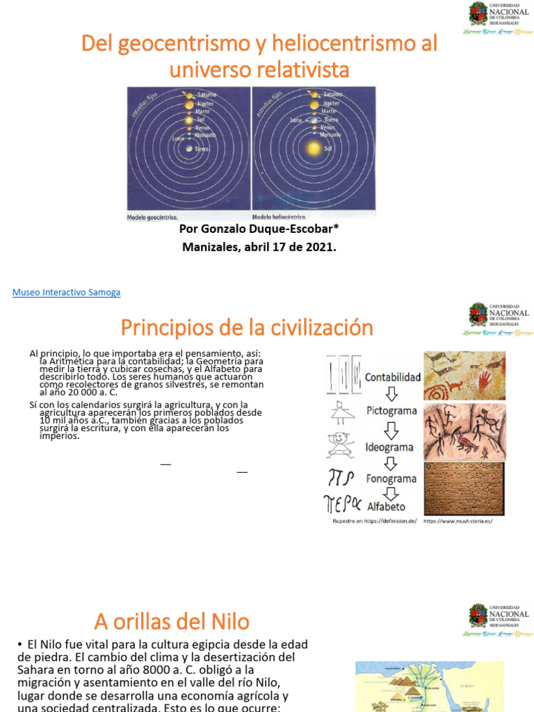 Del Geocentrismo y Heliocentrismo Al Universo Relativista | PDF ...